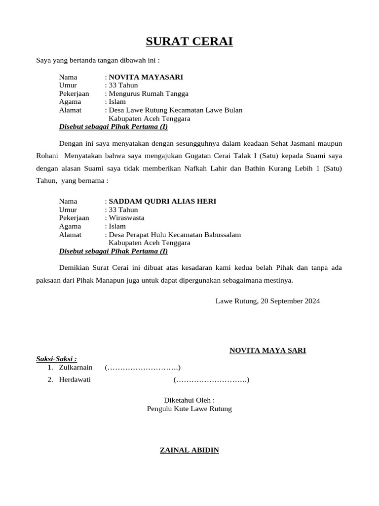 Surat Cerai | PDF