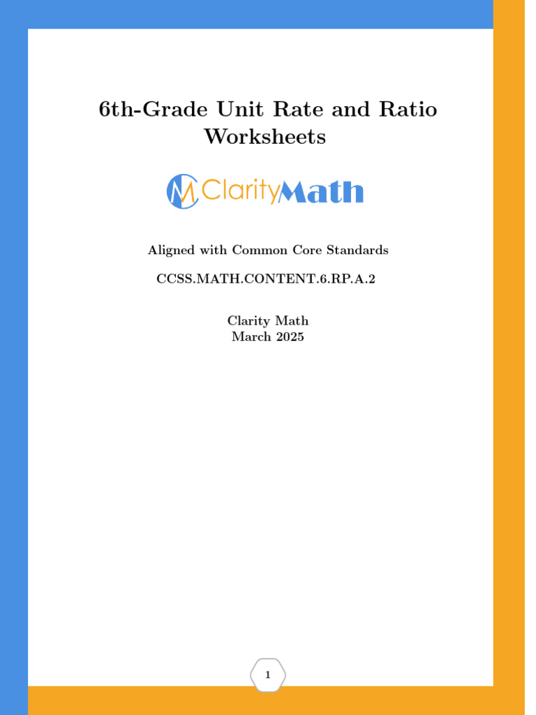 6th Grade Unit Rate Worksheets | PDF | Ratio