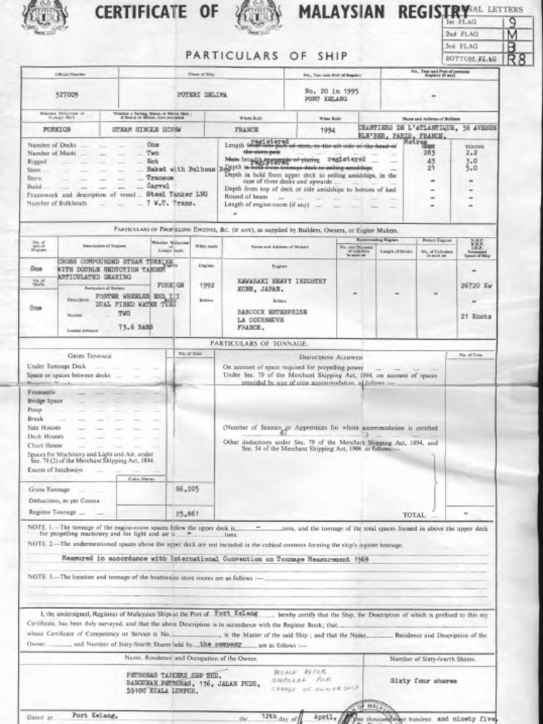 Certificates of Ship Registry | PDF