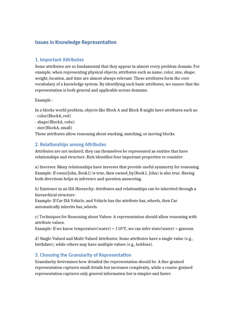 Key Issues in Knowledge Representation | PDF | Hierarchy | Knowledge