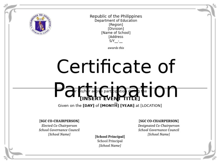 (SGC) Certificate of Participation Template | PDF