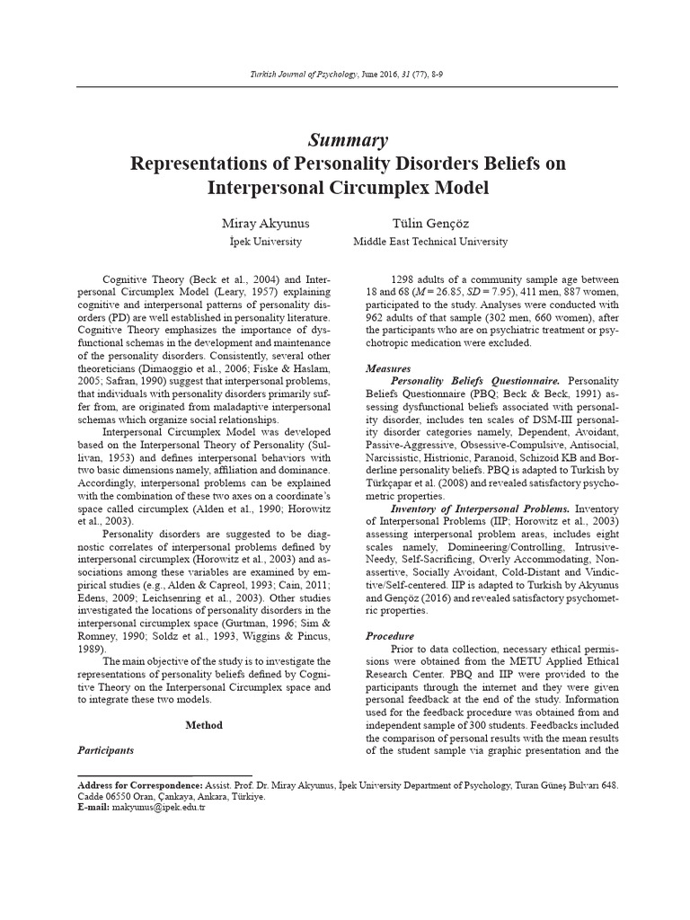 Representations of Personality Disorders | PDF | Personality Disorder ...