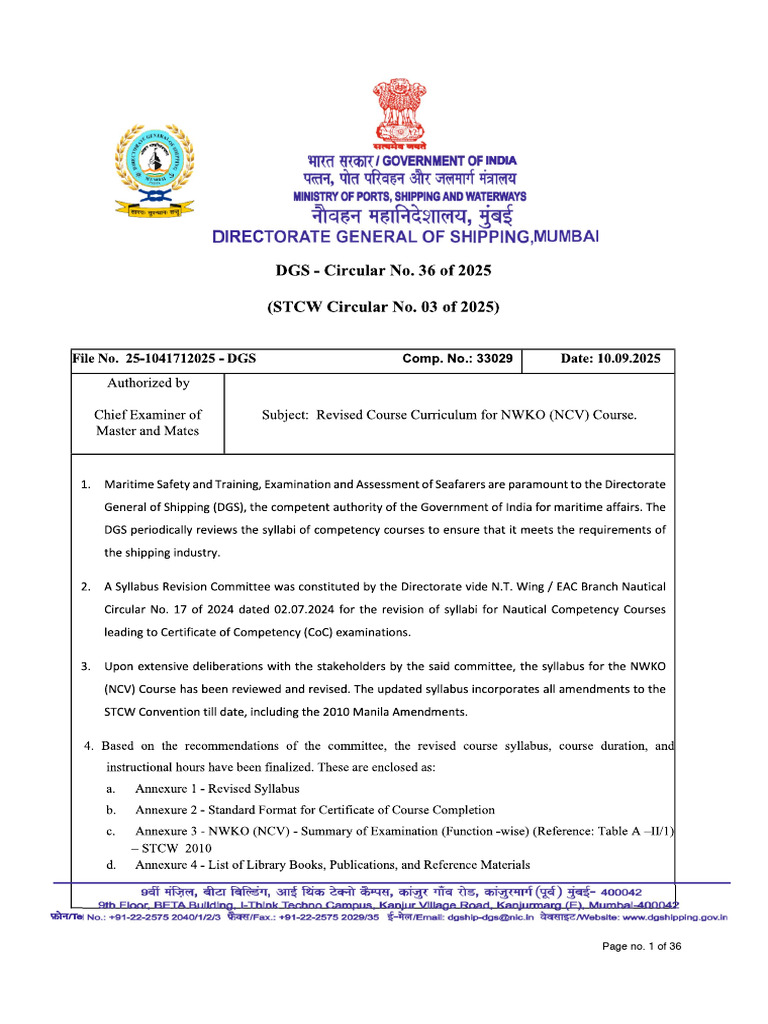 36 of 2025 - NCV Course Curriculum Revised | PDF