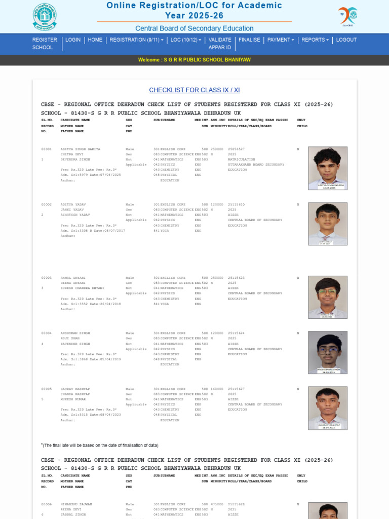 Class XI Registration Checklist 2025-26 | PDF | Educational Assessment ...