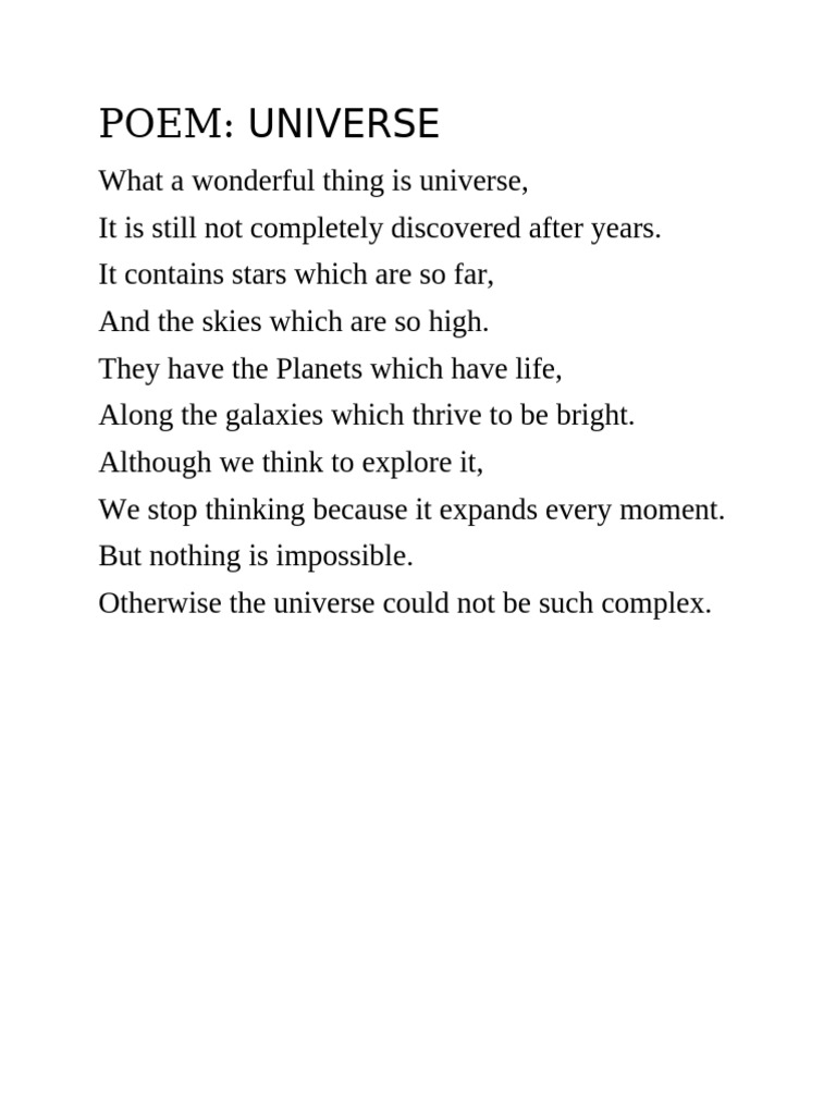 Poem Celebrating the Universe | PDF
