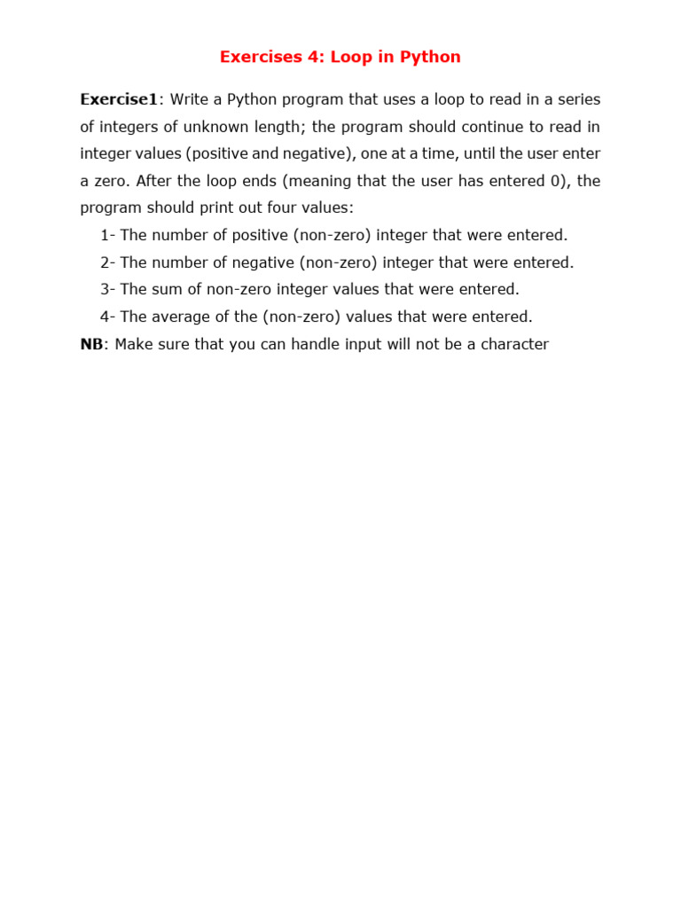 Exercise4 Loop | PDF | Integer | Computer Programming