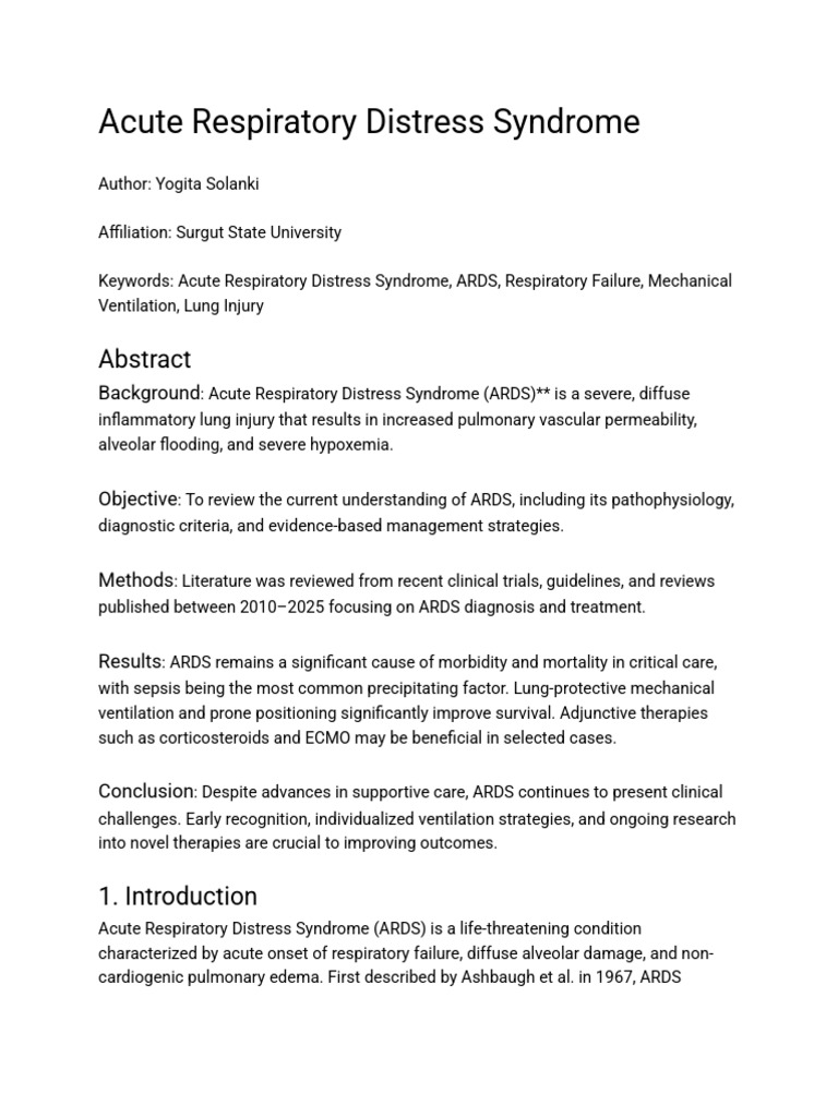 Acute Respiratory Distress | PDF | Respiratory Diseases | Medicine