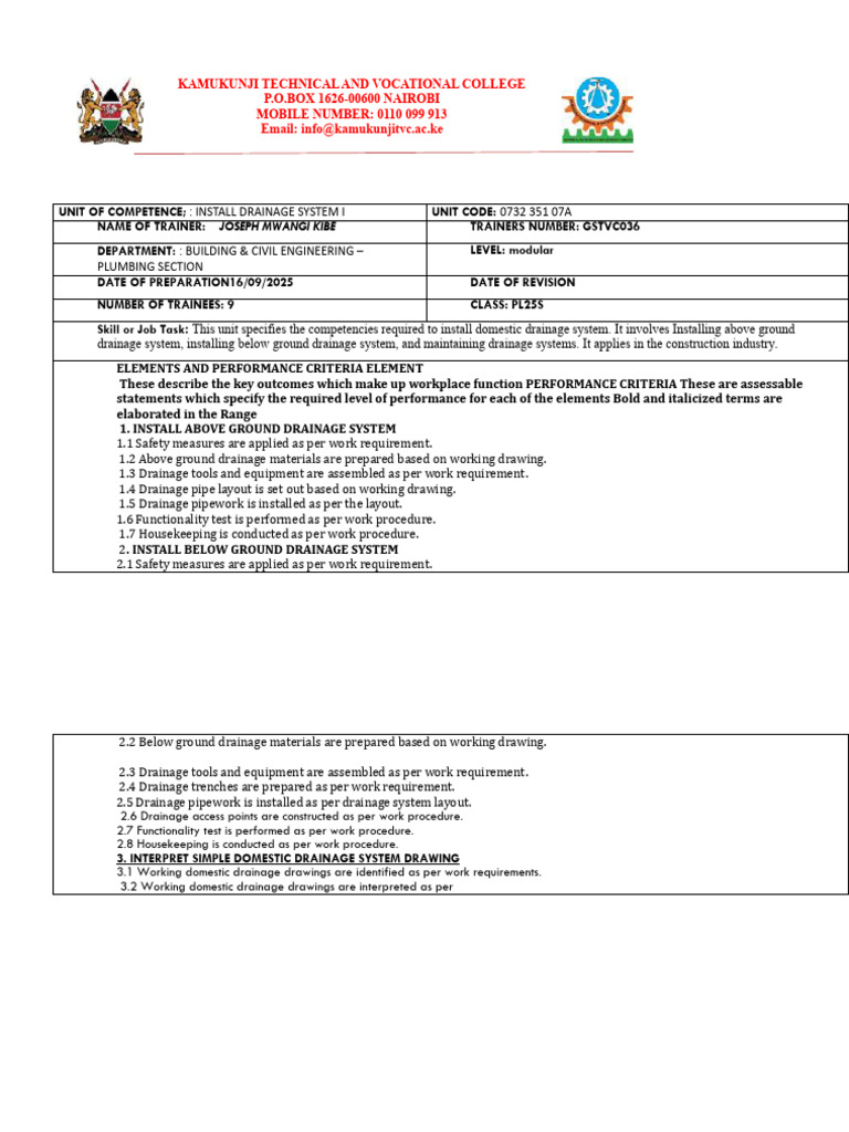 Plumbing Level 5 Learning Plan Module 1 | PDF | Personal Protective ...