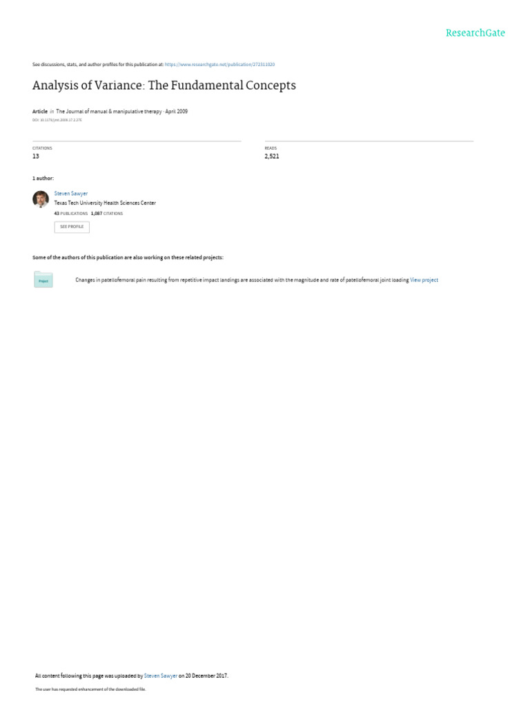 Analysisof Variance The Fundamental Concepts | PDF | Analysis Of Variance | Statistics