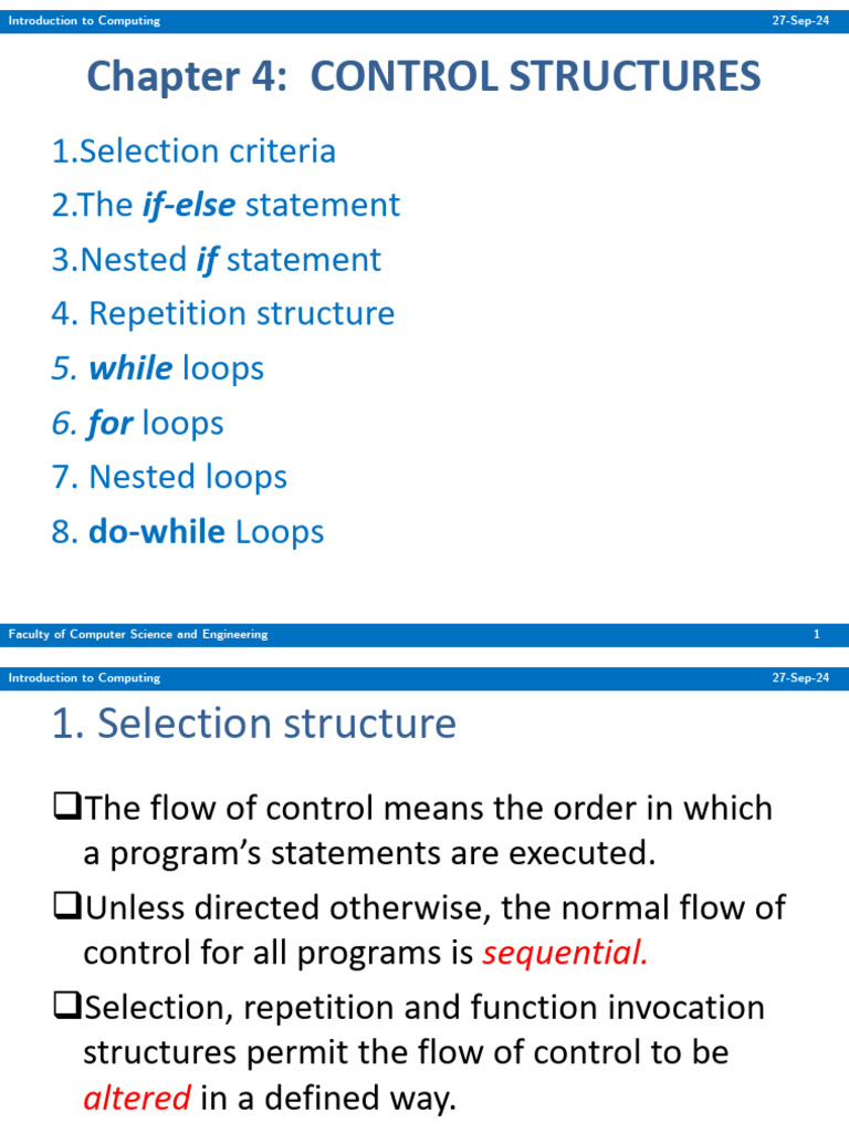 Ch04 Control Structures | PDF | Boolean Data Type | Control Flow