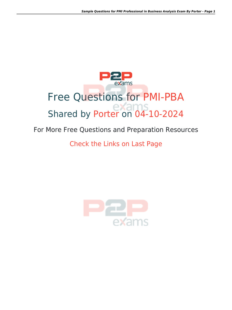 PMI-PBA Exam Sample Questions Guide | PDF | Business Analysis | Use Case