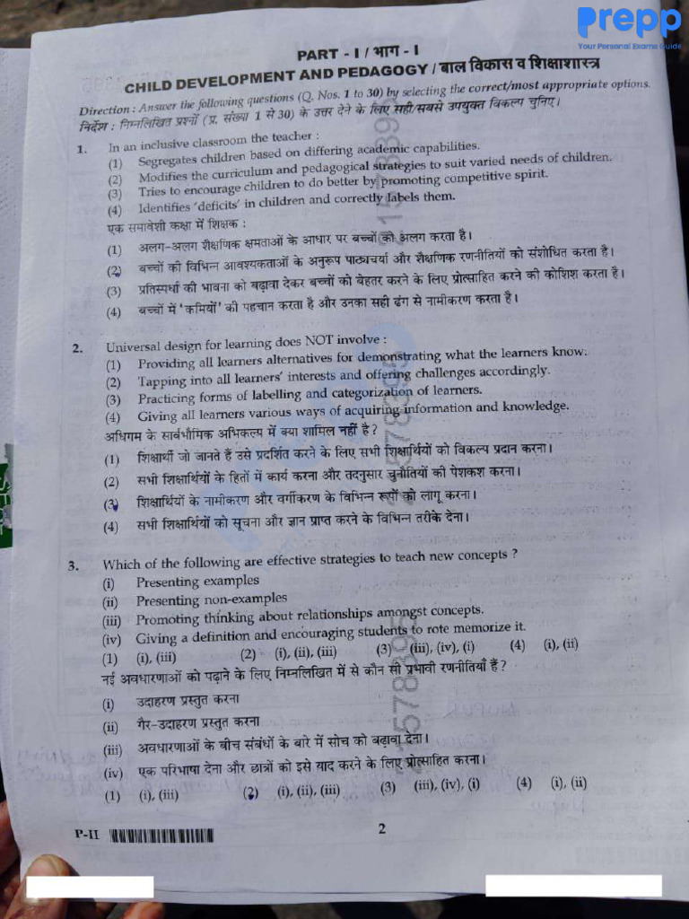 CTET Paper II Code F CDP Math Science Compressed ...