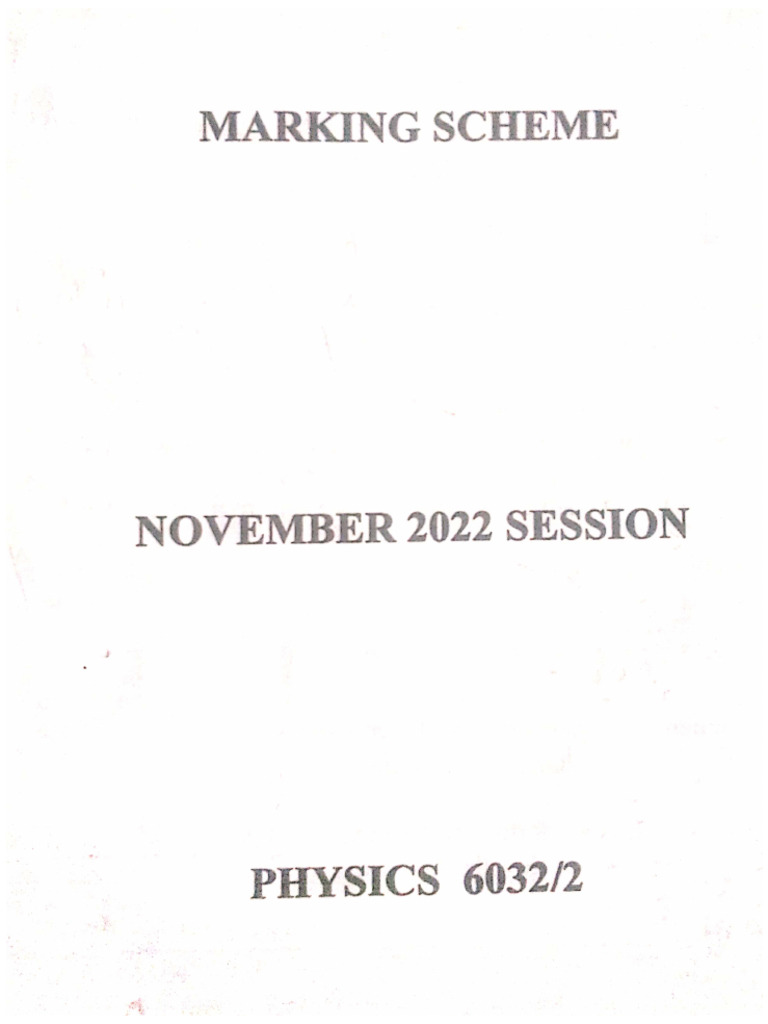 Physics 2022 Marking Scheme | PDF