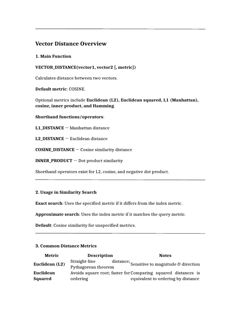 Vector Distance Overview | PDF | Euclidean Vector | Distance