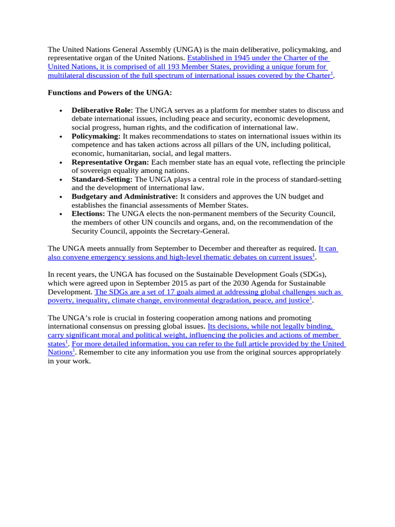 Nations General Assembly (UNGA | PDF | United Nations General Assembly ...