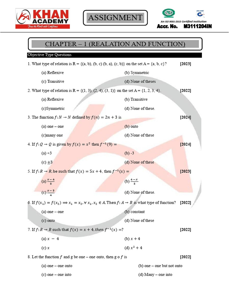Realation and Function (Pyq) | PDF | Mathematical Analysis | Mathematical Concepts