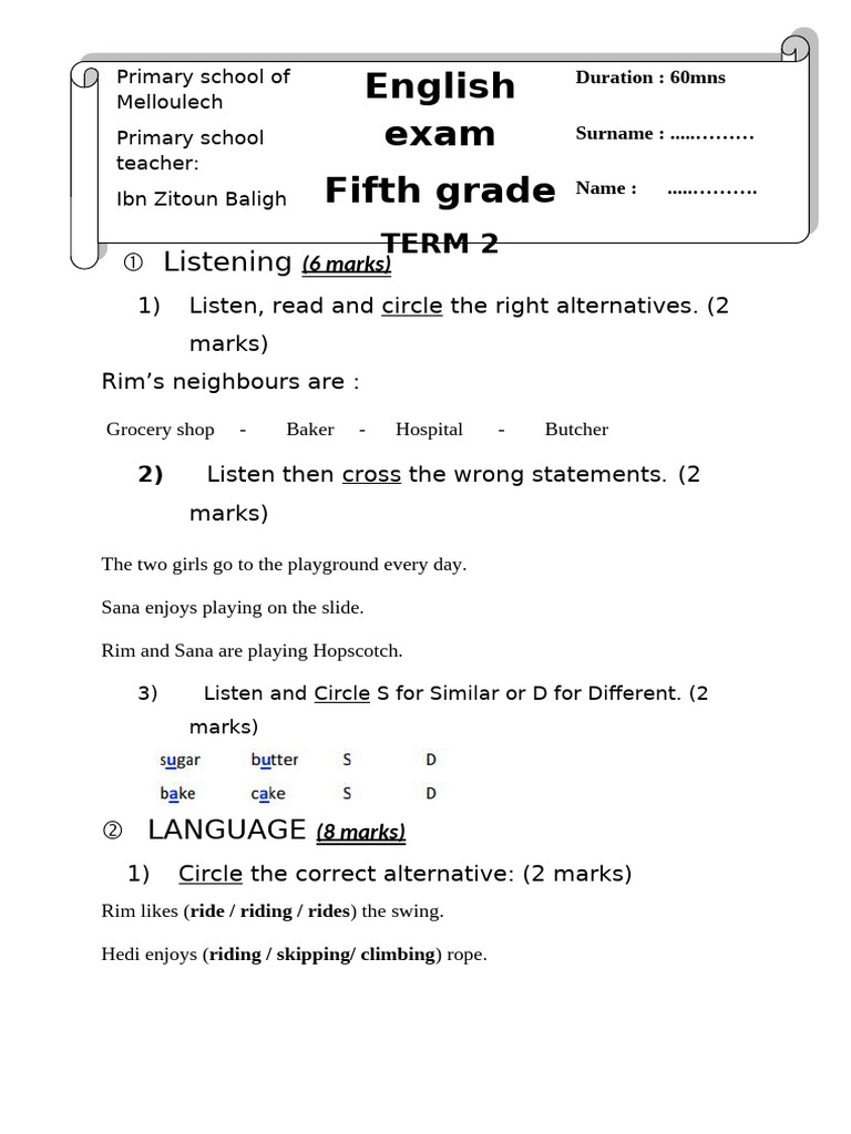 English Exam Term | PDF