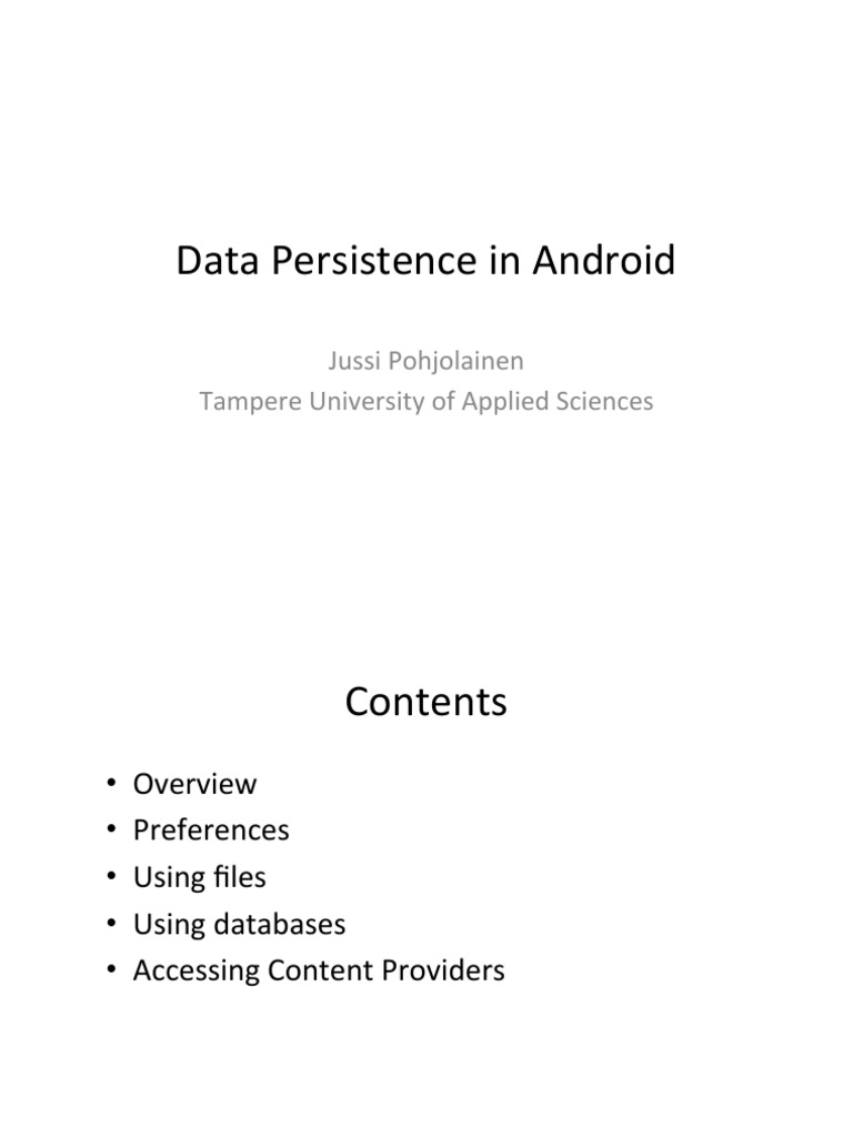 07 Android Data Persistence Pptx 110128044311 Phpapp01 Pdf Computer