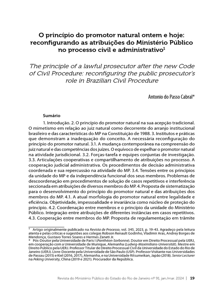 Reconfiguração do Promotor Natural no MP | PDF | Juiz | Processo civil