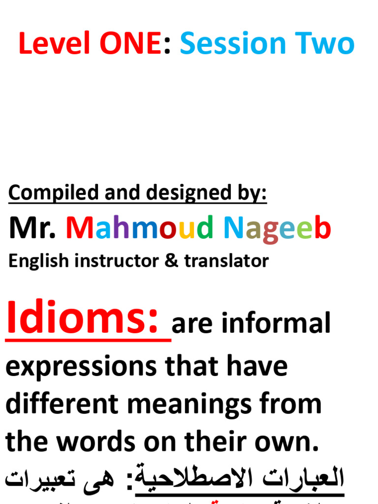 Level ONE Idioms | PDF