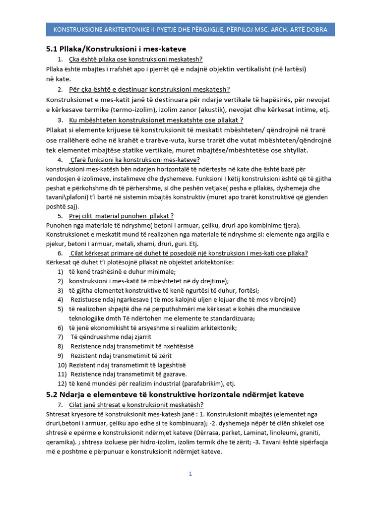 Konstruksione Ndertimore 2 Ne Forme Pytjeve PLLAKA | PDF