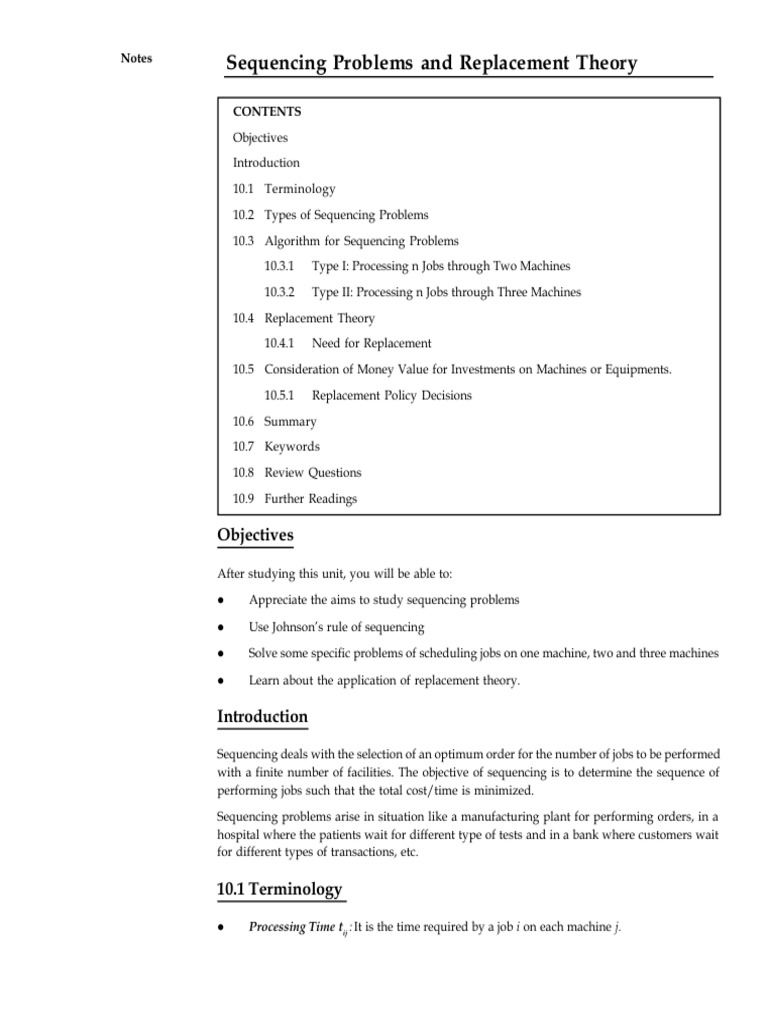 Sequencing Problems & Replacement Theory | PDF | Mathematical ...