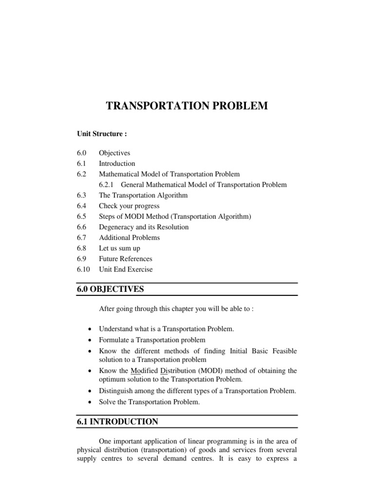 Unit 3.1 - Transportation Problem | PDF | Applied Mathematics | Mathematics