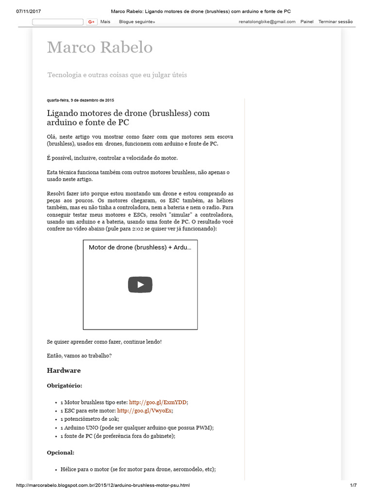 Controle de Motores Brushless com Arduino | PDF | Arduino | Engenharia ...
