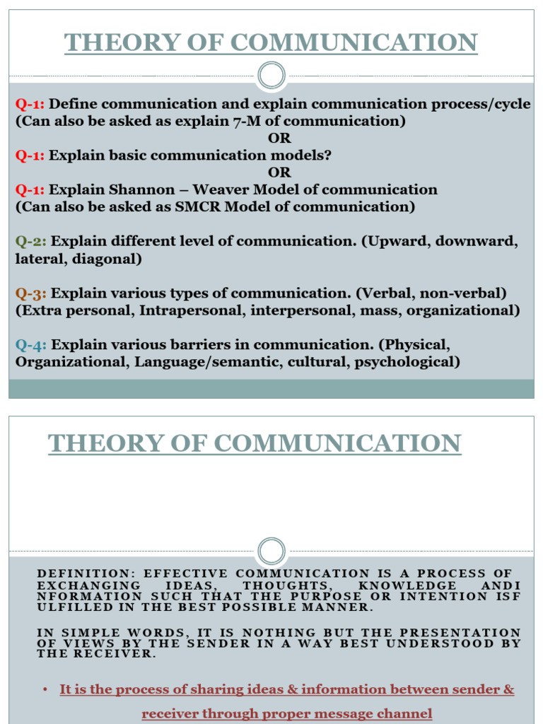 Communication Theory and Models Explained | PDF | Communication | Human ...