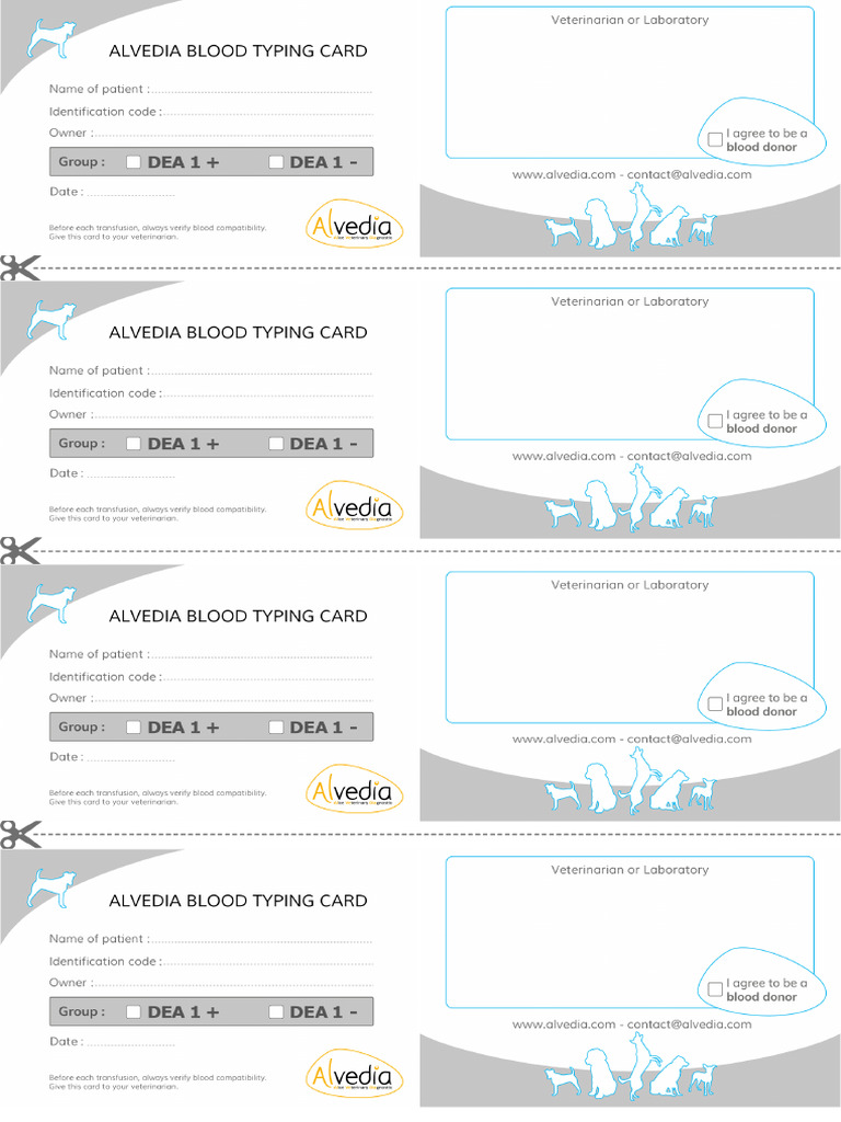 Blood Typing Cards CanineDEA1 | PDF