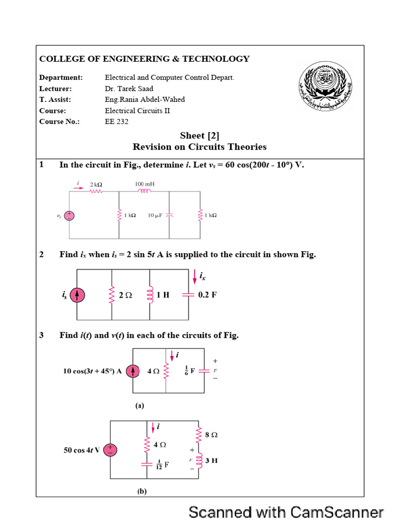 Electrical Circuits II Problem Set | PDF