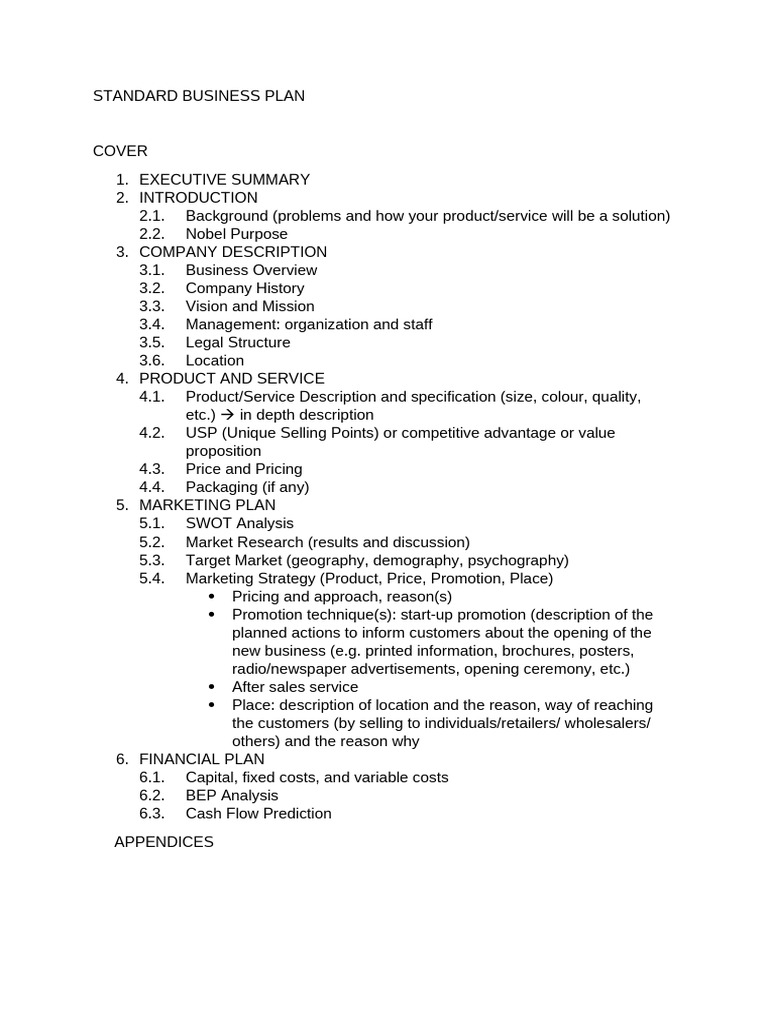 3b. Business Plan Outline | PDF