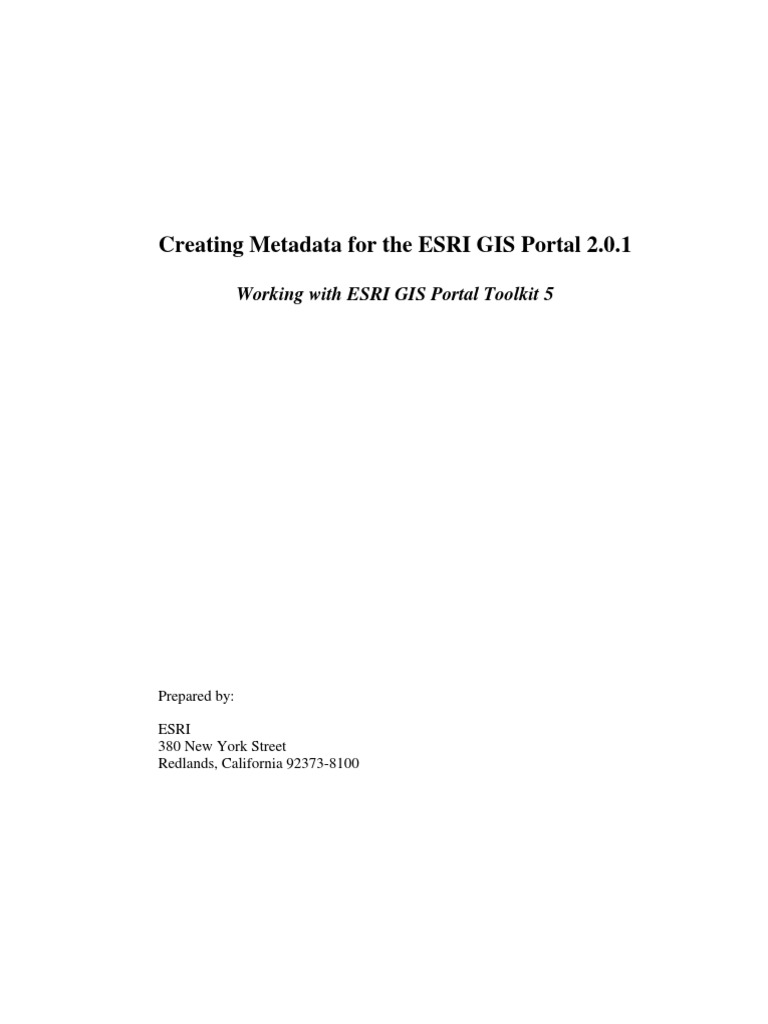 Creating Metadata For GIS Portal Toolkit 201 | PDF | Arc Gis | Metadata