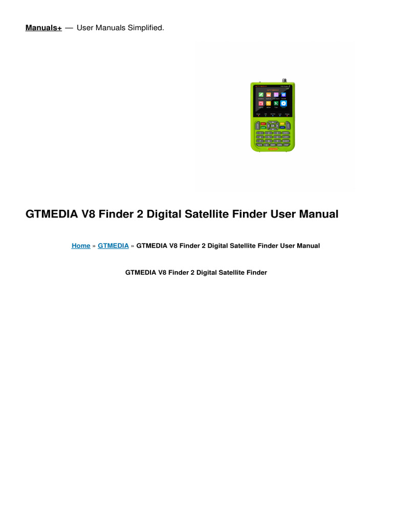 GTMEDIA V8 Finder 2 User Manual | PDF | Menu (Computing) | Computing