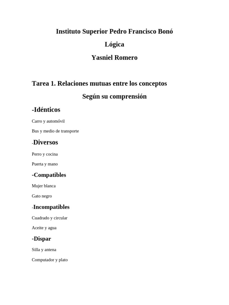 Logica - Tarea de Los Conceptos FINAL 2 | PDF
