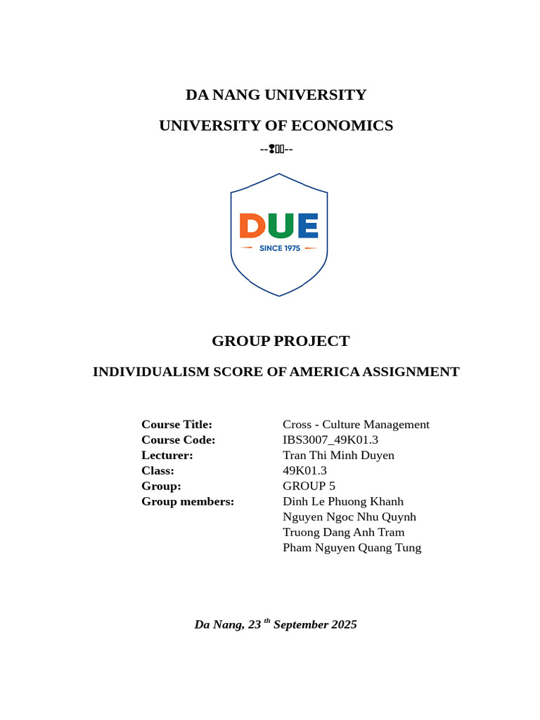 Group 5 Individualismdualism Report | PDF | Individualism | Value (Ethics)