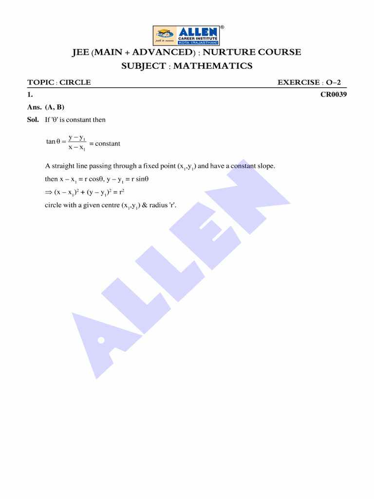 Circle - Exercise Solution-2 | PDF
