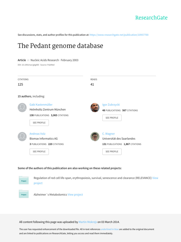 Pedant Genome Database Overview | PDF | Open Reading Frame | Database Index