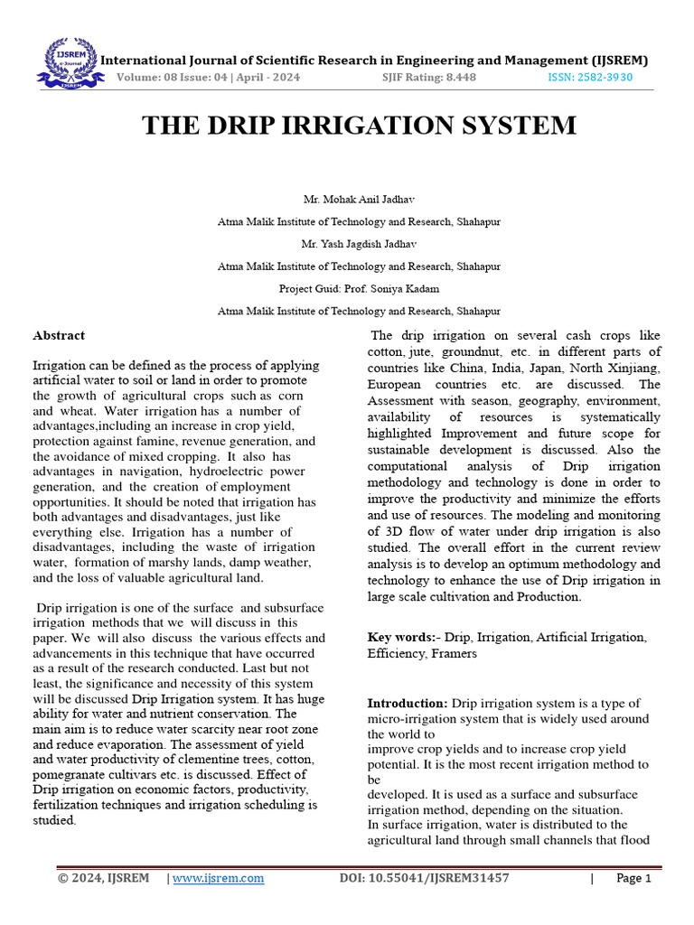 Drip Irrigation System: Efficiency & Impact | PDF | Irrigation ...