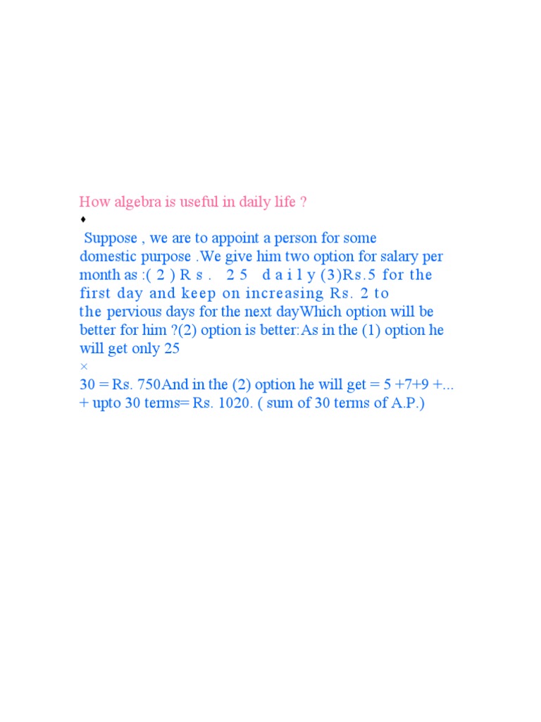 How Algebra Is Useful in Daily Life | PDF | Calculus | Statistics