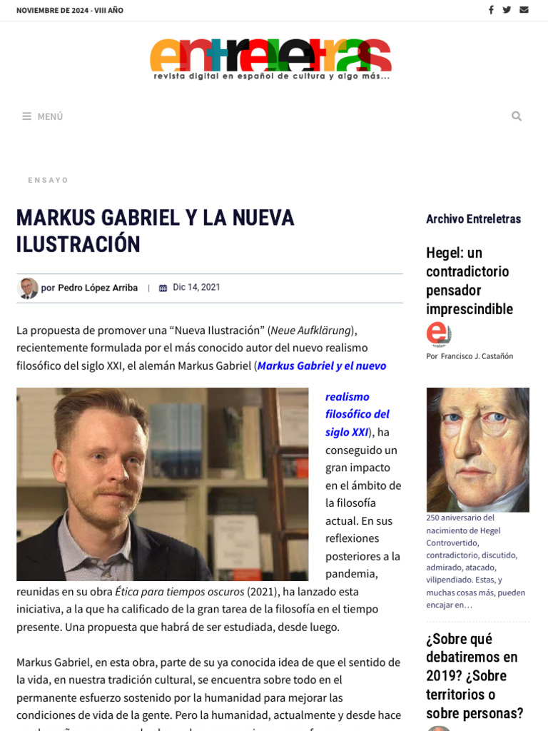 Nueva Ilustración de Markus Gabriel | PDF | Era de iluminacion | Modernidad