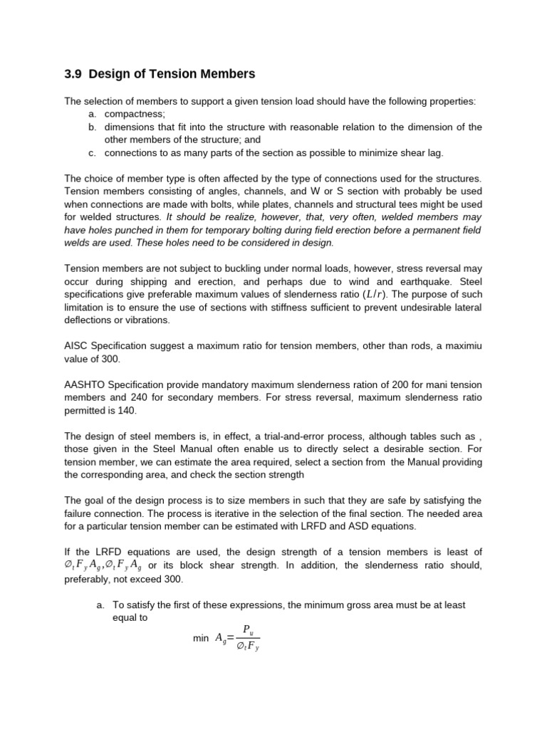 Tension Member Design Guidelines | PDF | Truss | Buckling