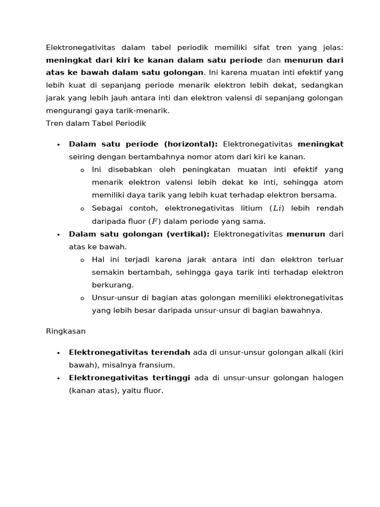 Elektronegativitas dalam tabel periodik (1) | PDF