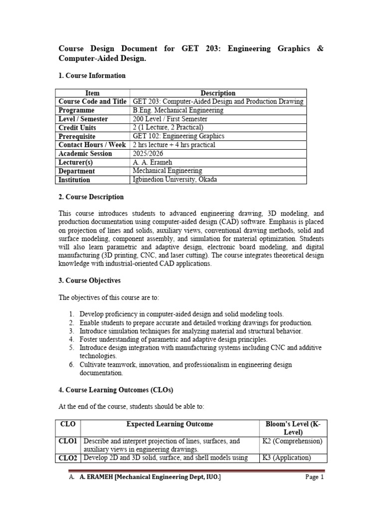GET 203 | PDF | Computer Aided Design | Engineering