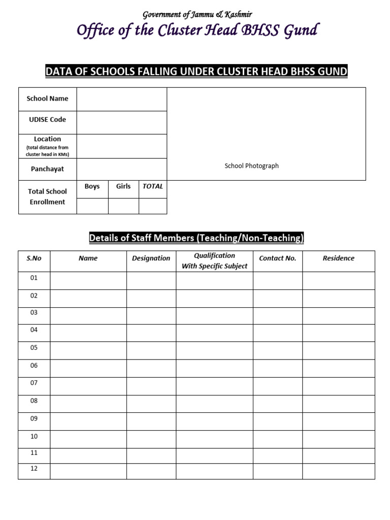Data of Schools at Cluster Gund - 250916 - 110254 | PDF