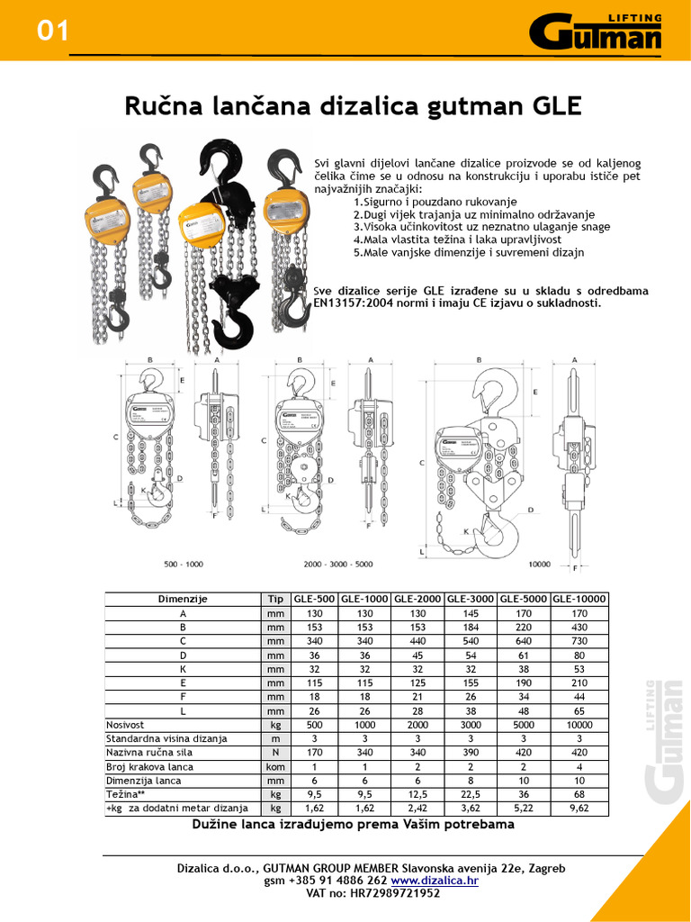 Rucne Lancane Dizalice S Vagom GLE Letak | PDF