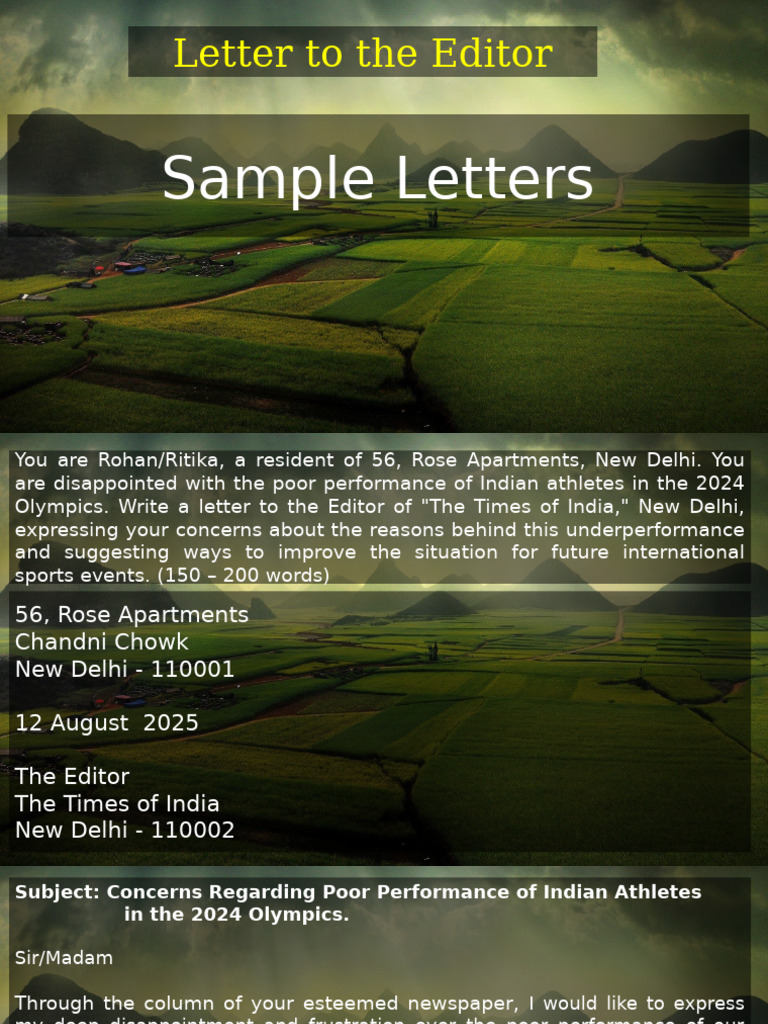 Letter To The Editor - Sample Letters | PDF