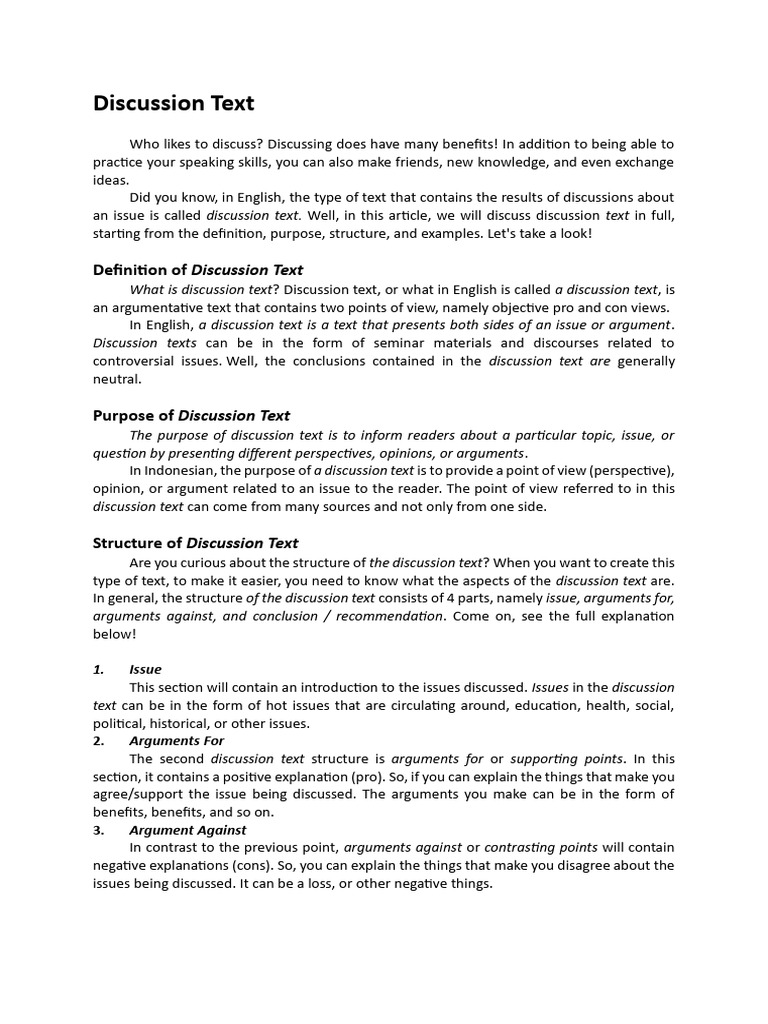 Understanding Discussion Texts | PDF | Grammatical Tense | Verb