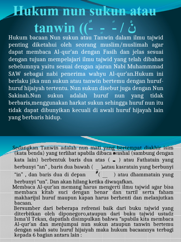 Hukum Bacaan Nun Sukun dan Tanwin | PDF