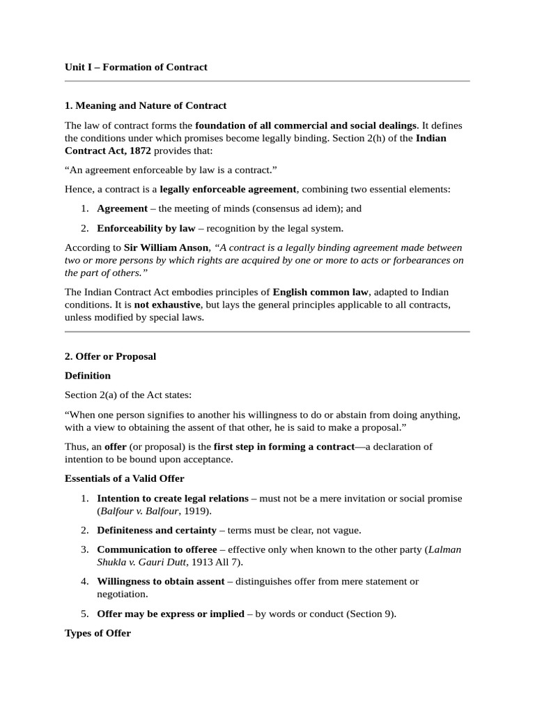 Understanding Contract Formation Basics | PDF | Offer And Acceptance ...